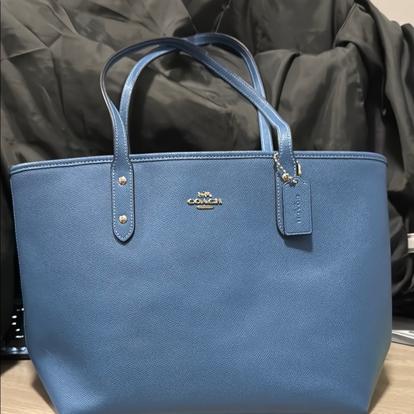 Coach | Bags | Coach Blue Leather Totes With Structured Design | Poshmark